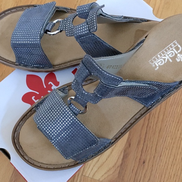 Rieker | Shoes | New Rieker Comfortable Antistress Sandals Blue Silver ...